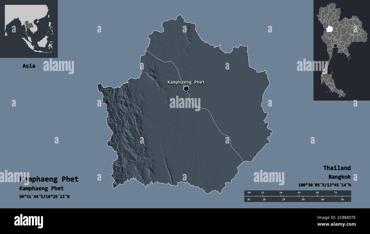 Shape of Kamphaeng Phet, province of Thailand, and its capital ...