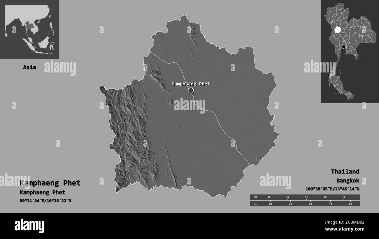 Shape of Kamphaeng Phet, province of Thailand, and its capital ...