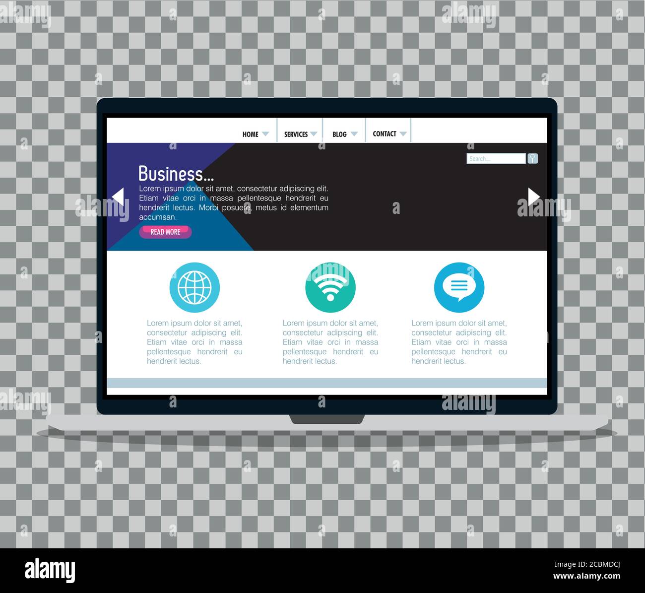 mockup responsive web, concept website development in laptop Stock ...