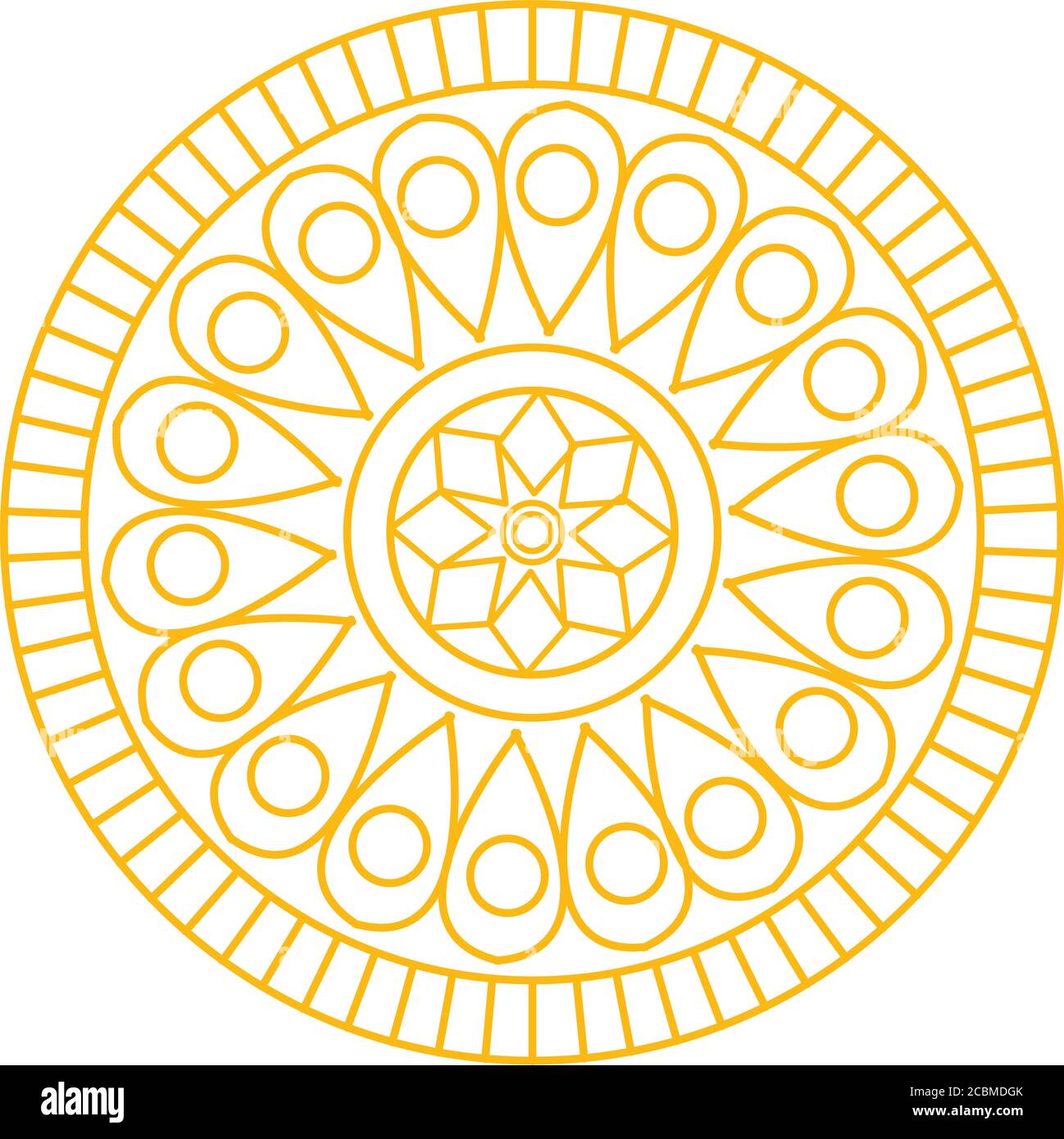golden contour mandala ornament, in white background Stock Vector Image ...