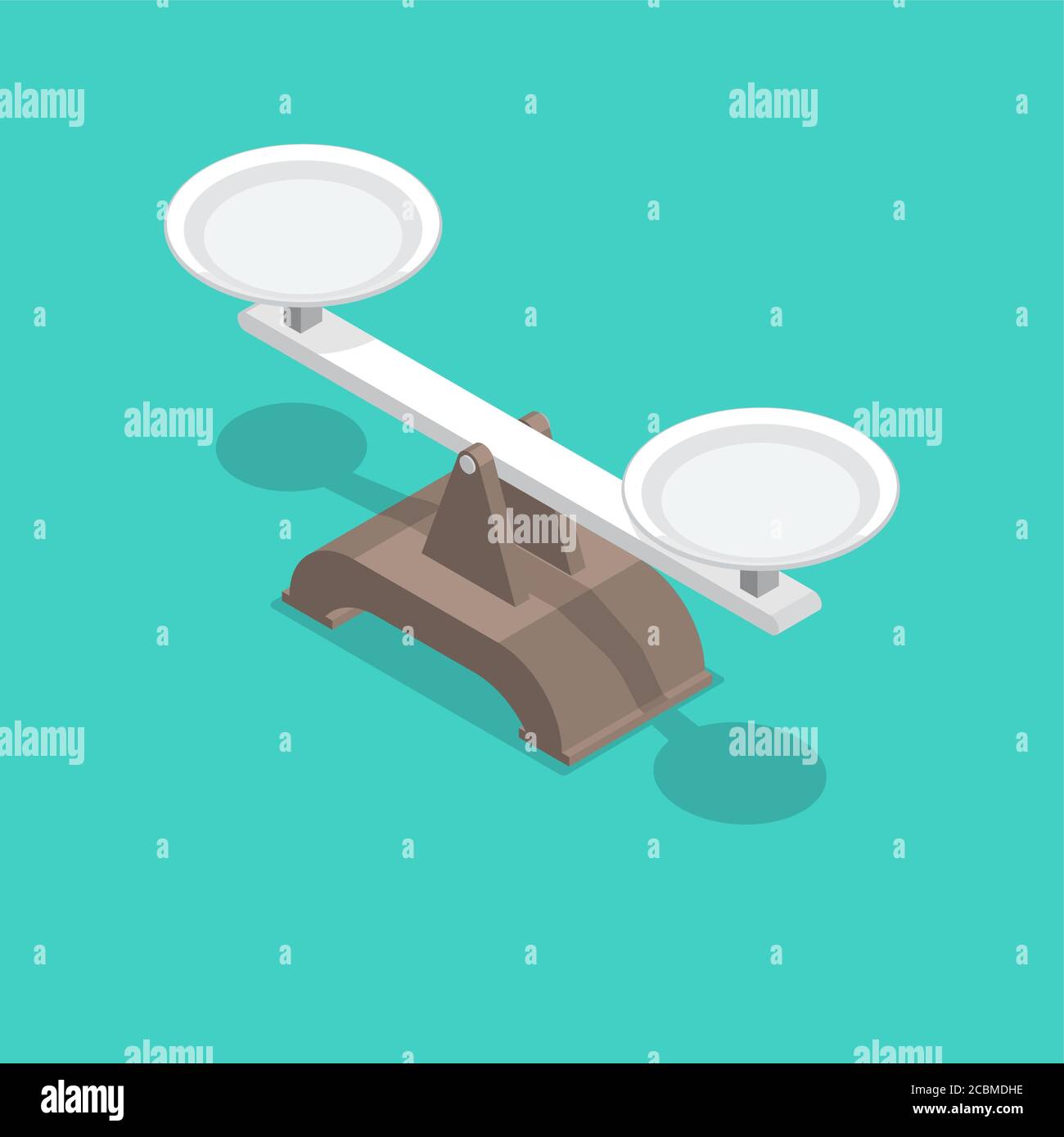 Scales with bowls and a shadow. Isometric illustration.3D style ...
