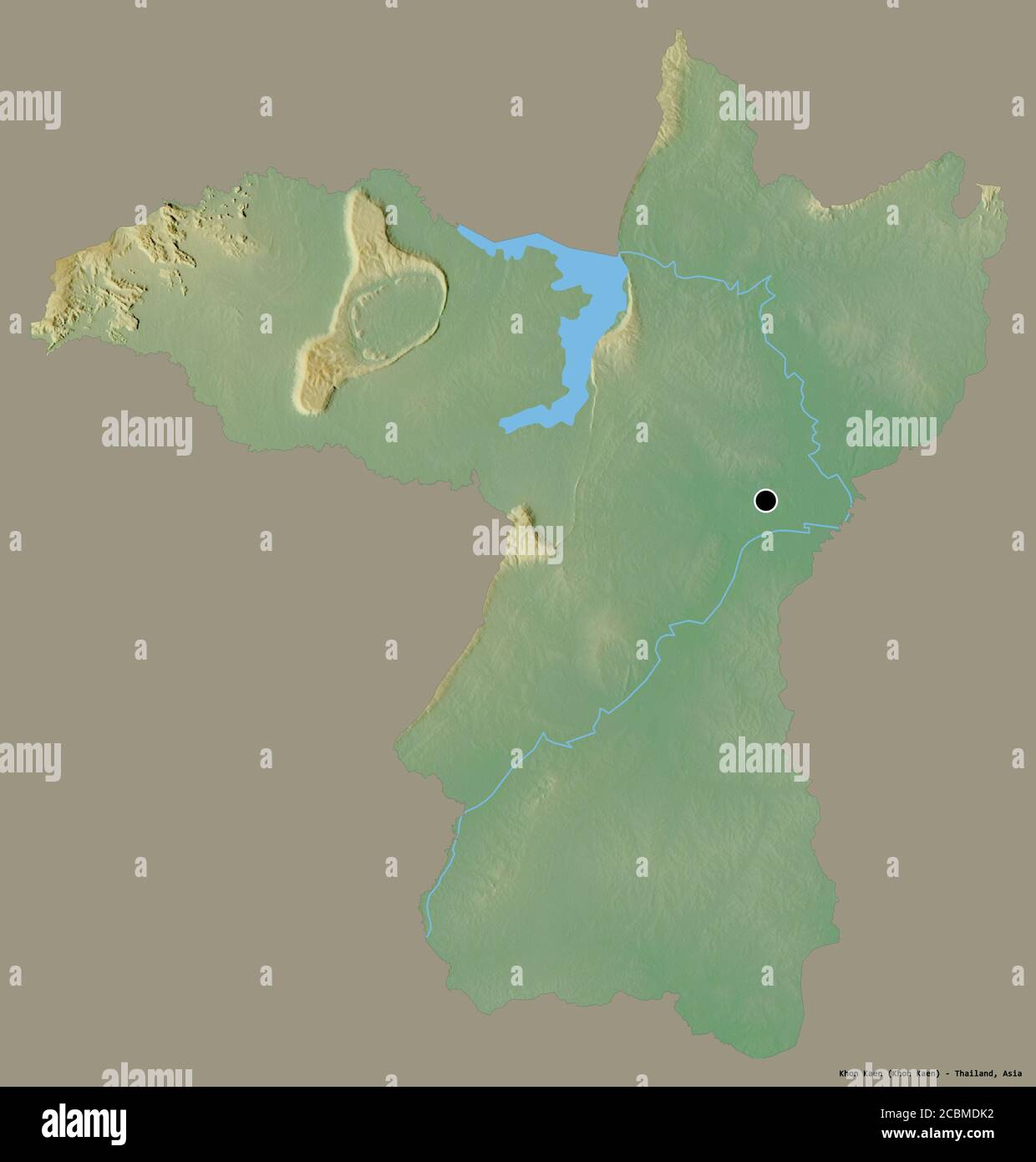 Shape of Khon Kaen, province of Thailand, with its capital isolated on ...
