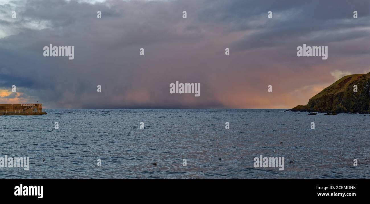 A Winter Storm outside Stonehaven Harbours Breakwater and Headland ...