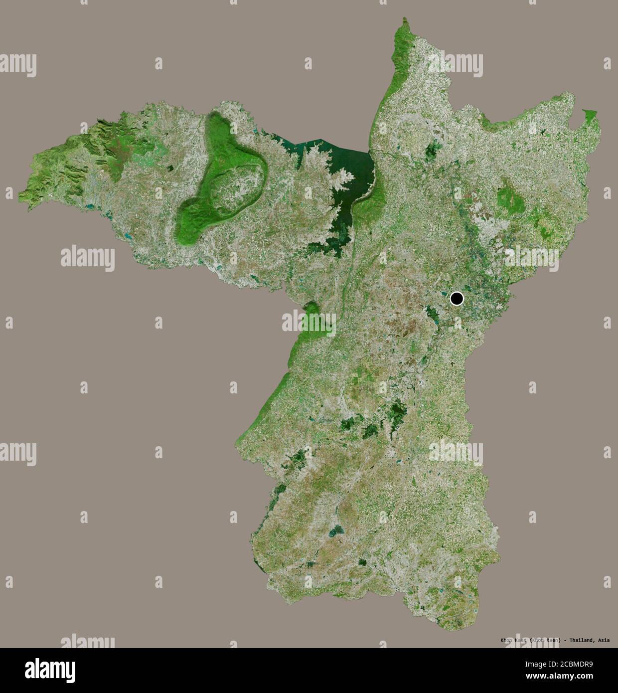 Shape of Khon Kaen, province of Thailand, with its capital isolated on ...