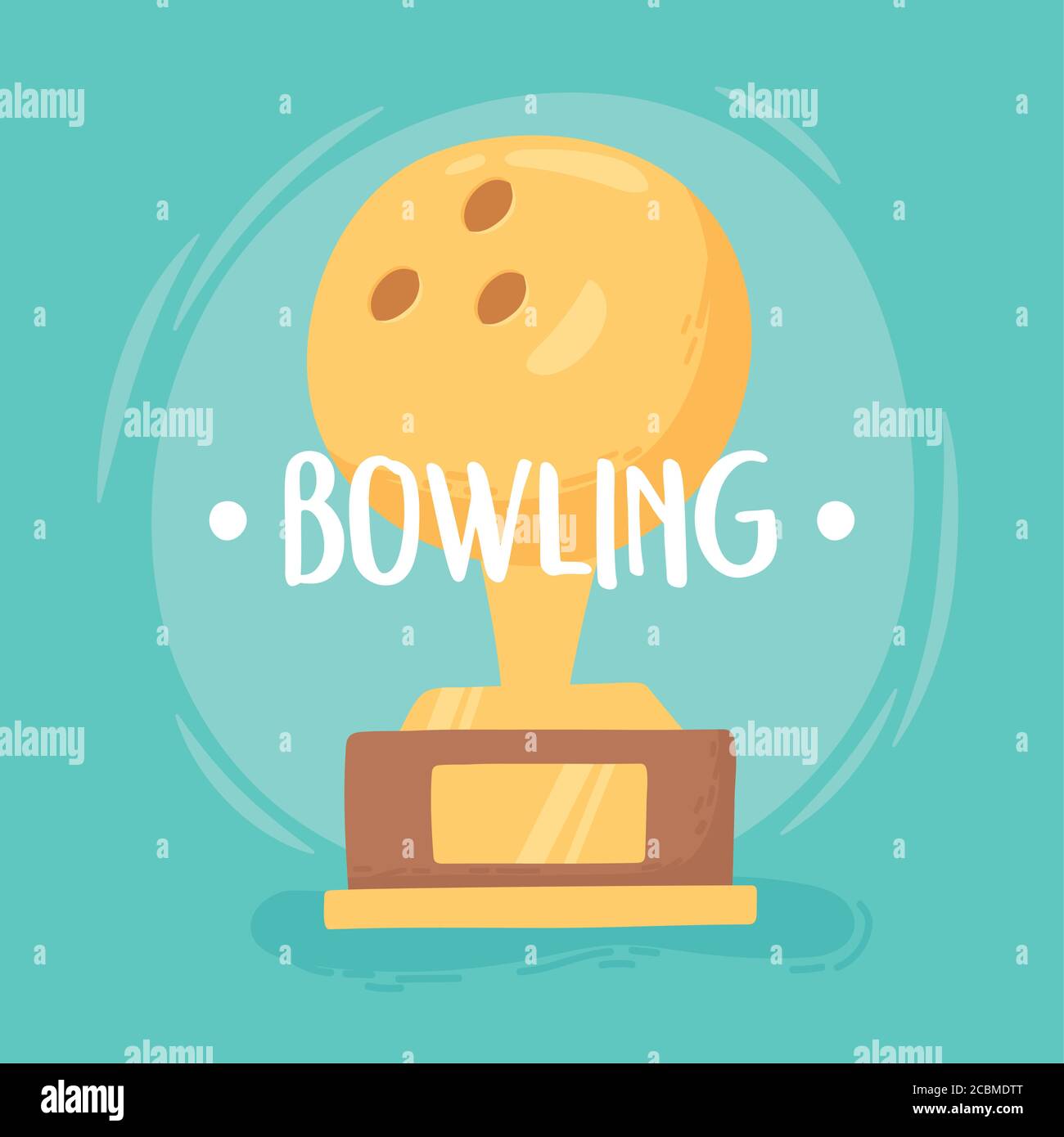 bowling gold trophy ball award game recreational sport flat design ...