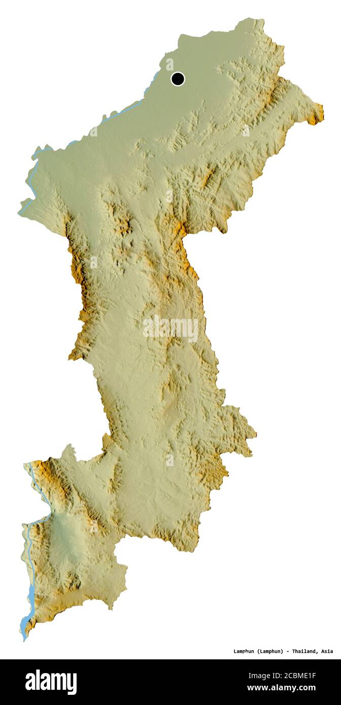 Shape of Lamphun, province of Thailand, with its capital isolated on ...