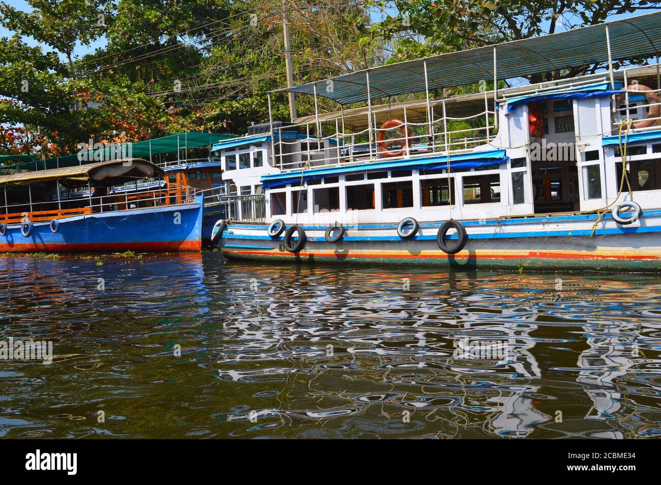Image of Shikara boats moored along the canals of Alleppey Famous for ...