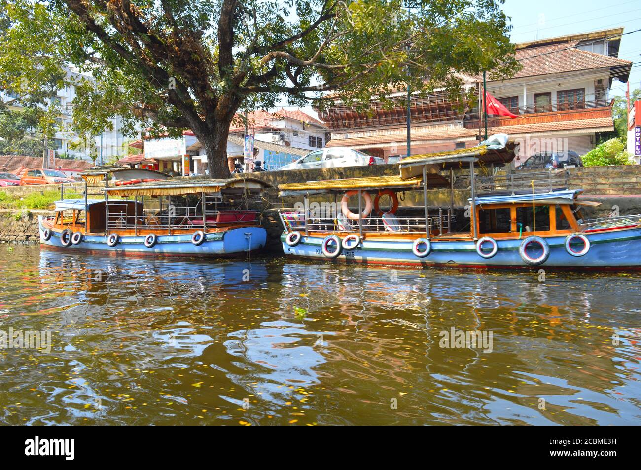Image of Shikara boats moored along the canals of Alleppey Famous for ...