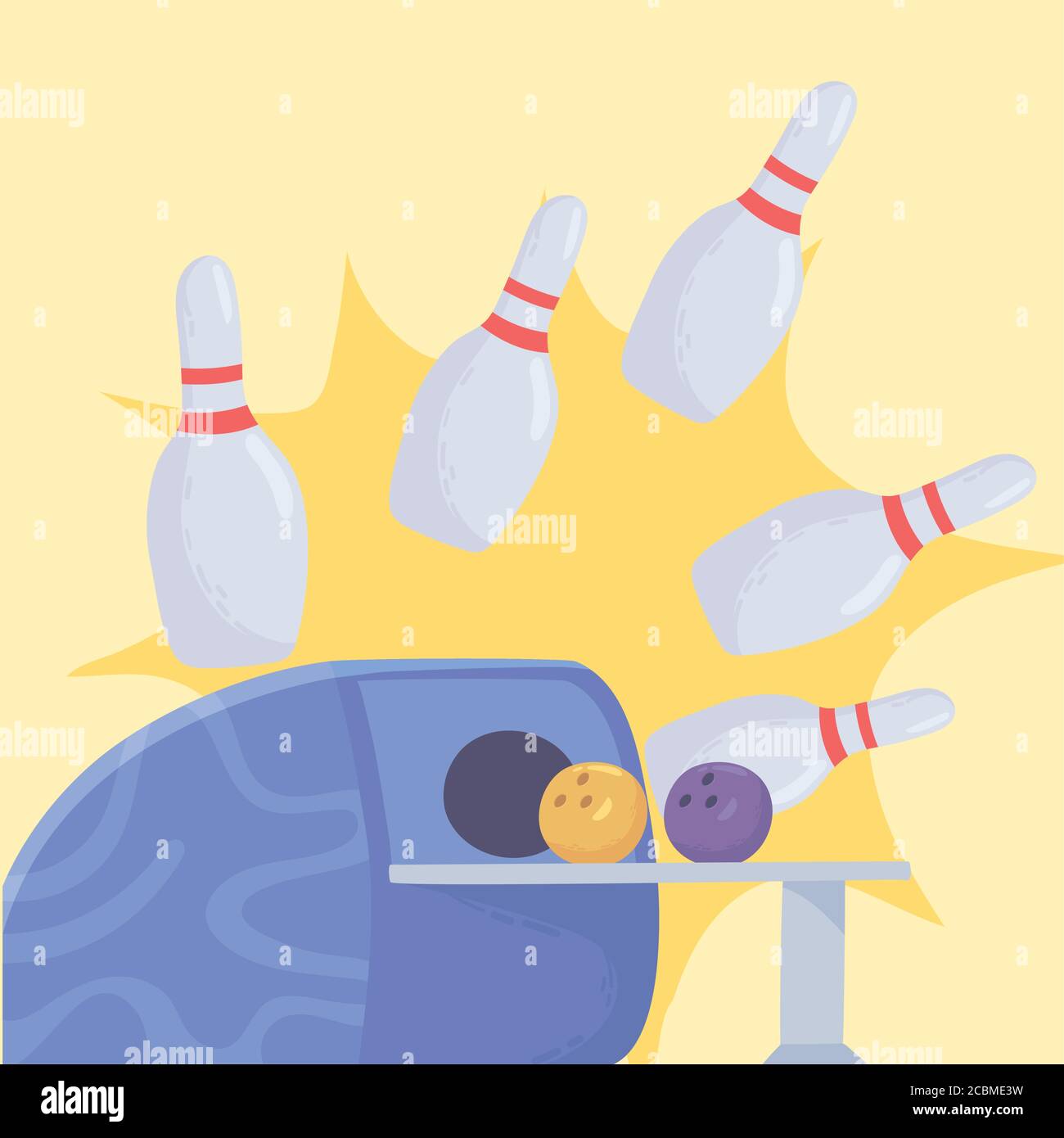 bowling ball return right out of a machine and pins recreational sport ...