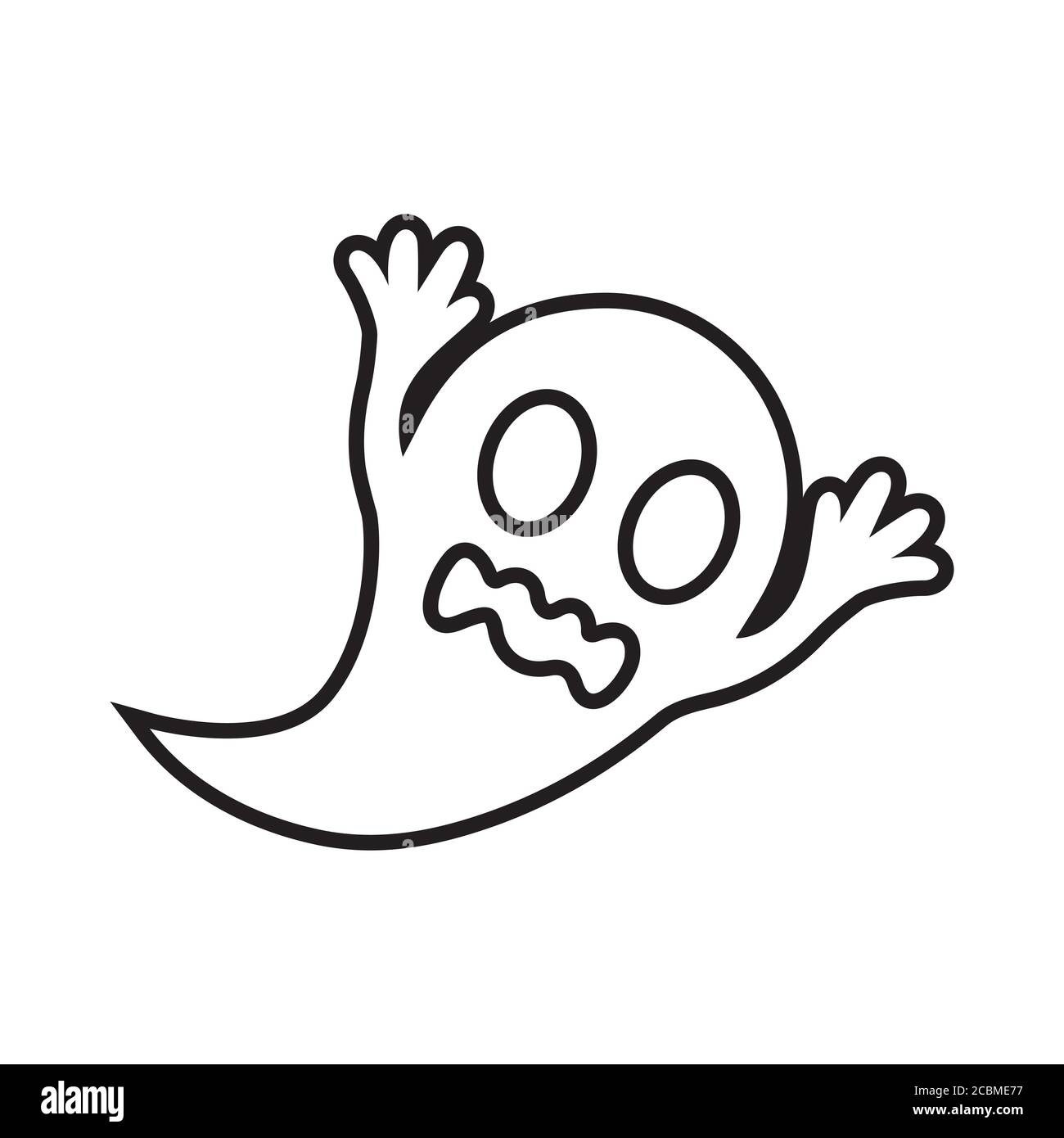 line icon scary flying ghost design vector illustration Stock Vector ...