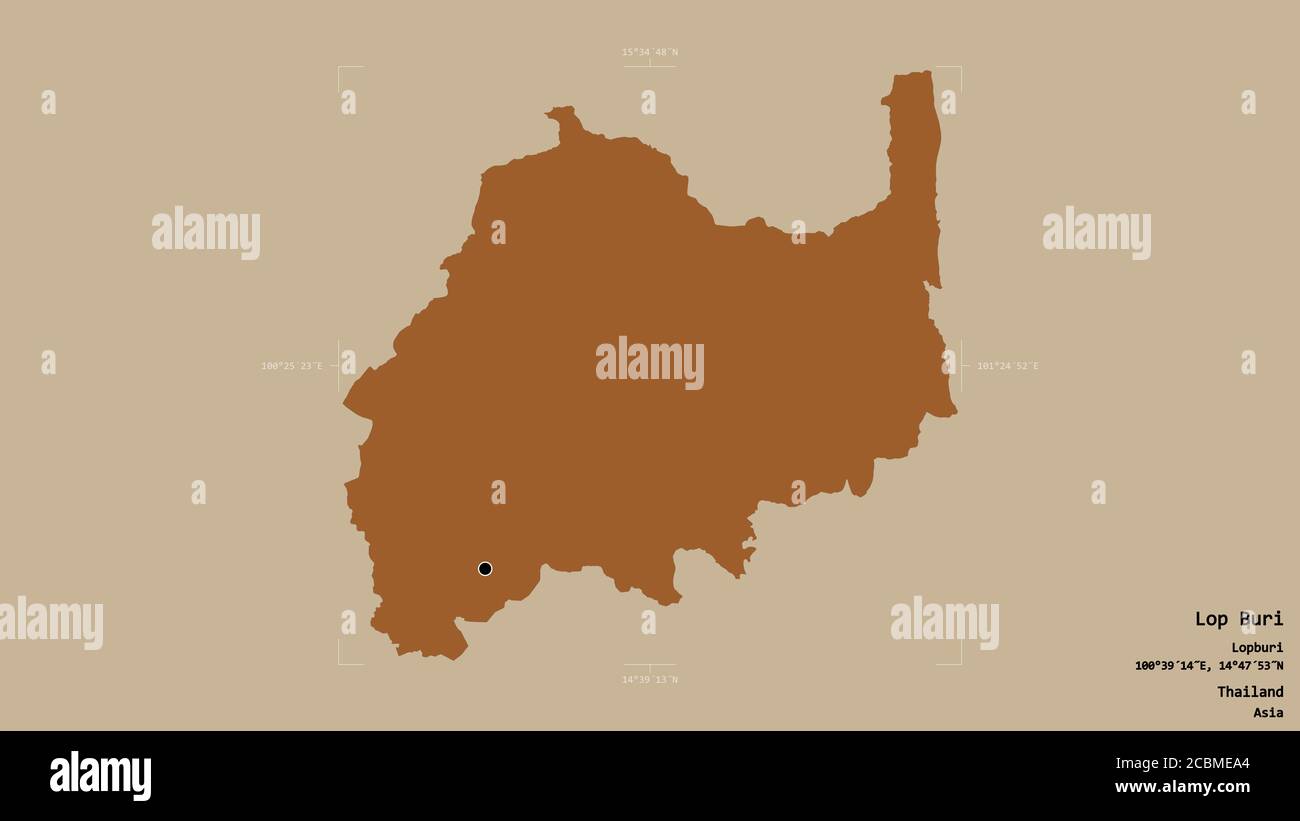 Area of Lop Buri, province of Thailand, isolated on a solid background ...