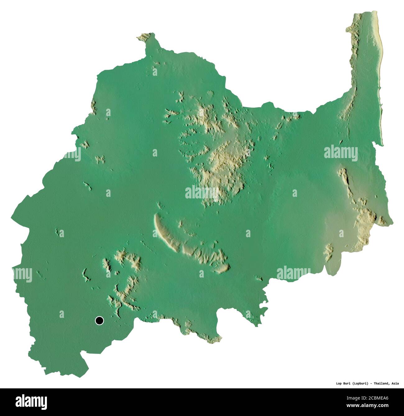 Shape of Lop Buri, province of Thailand, with its capital isolated on ...
