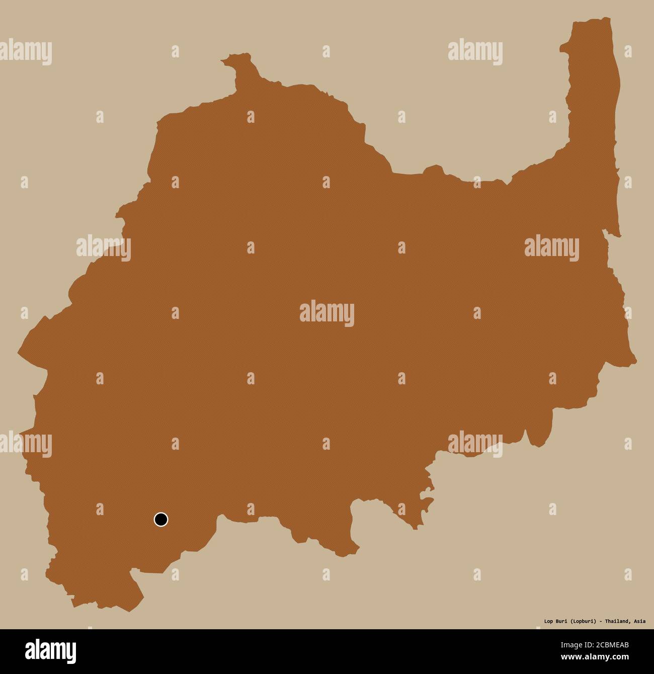 Shape of Lop Buri, province of Thailand, with its capital isolated on a ...