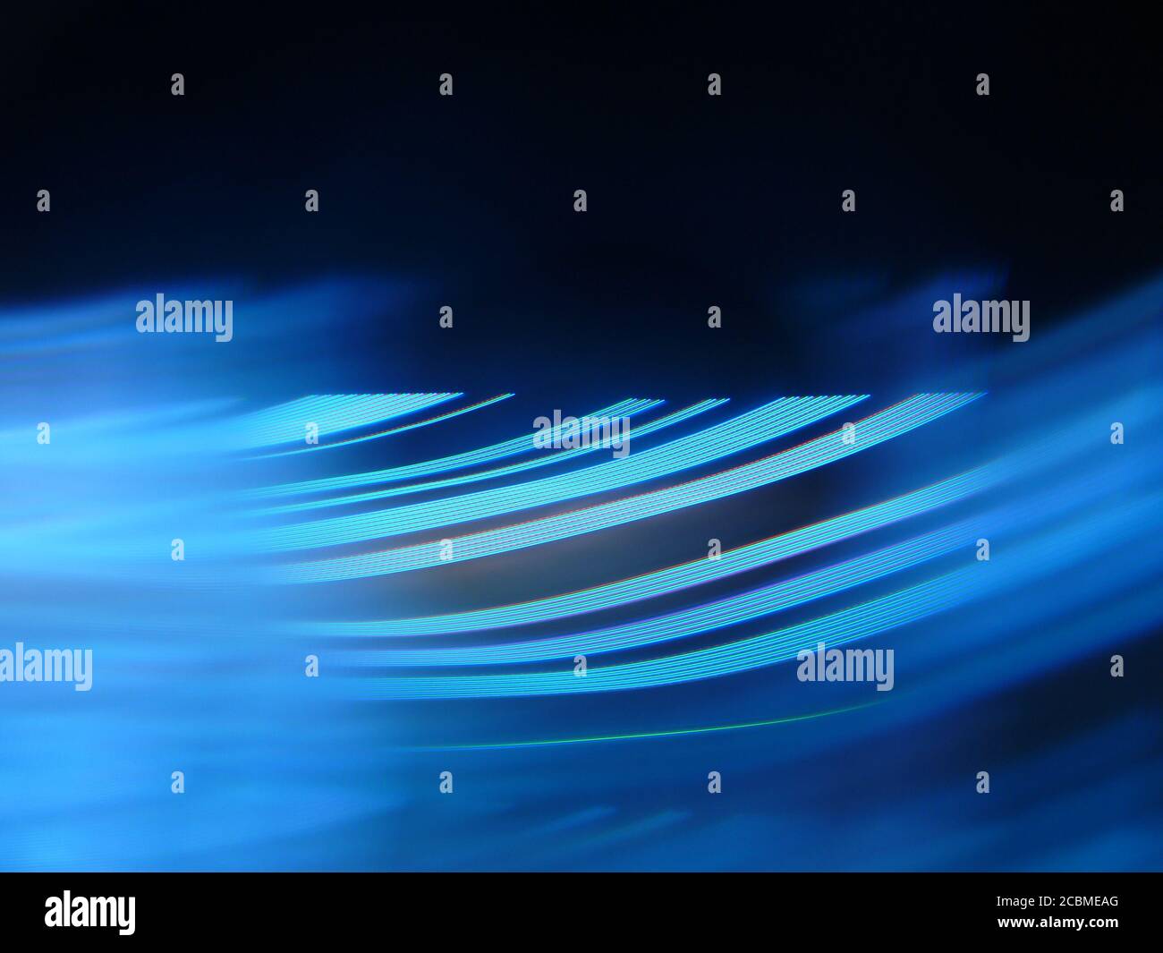 Illustration of blue rhythmic light trajectory and virtual space ...