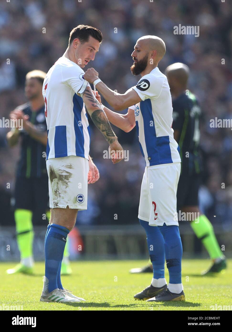 Brighton & Hove Albion captain Bruno Saltor leaves the pitch for the ...