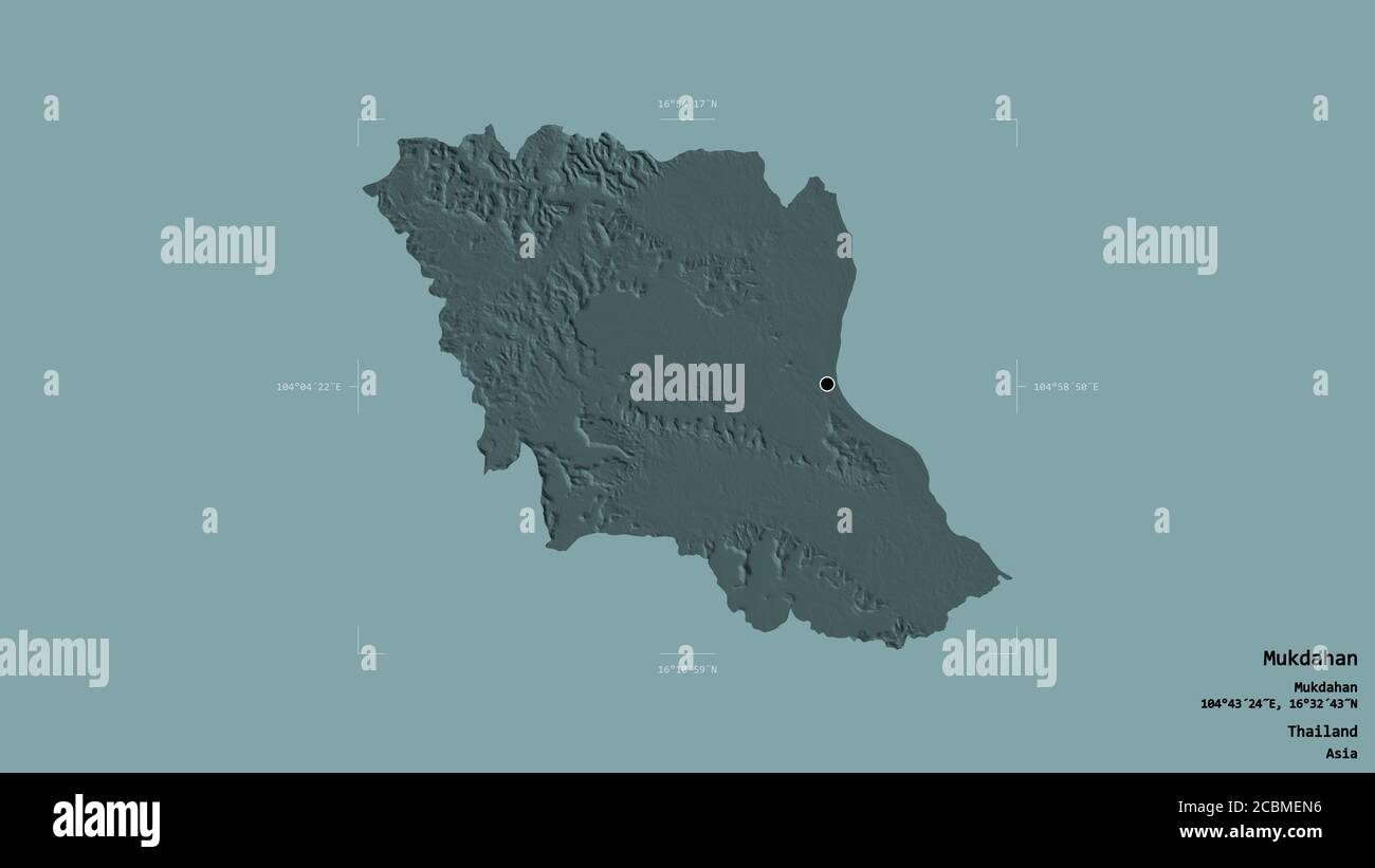 Area of Mukdahan, province of Thailand, isolated on a solid background ...