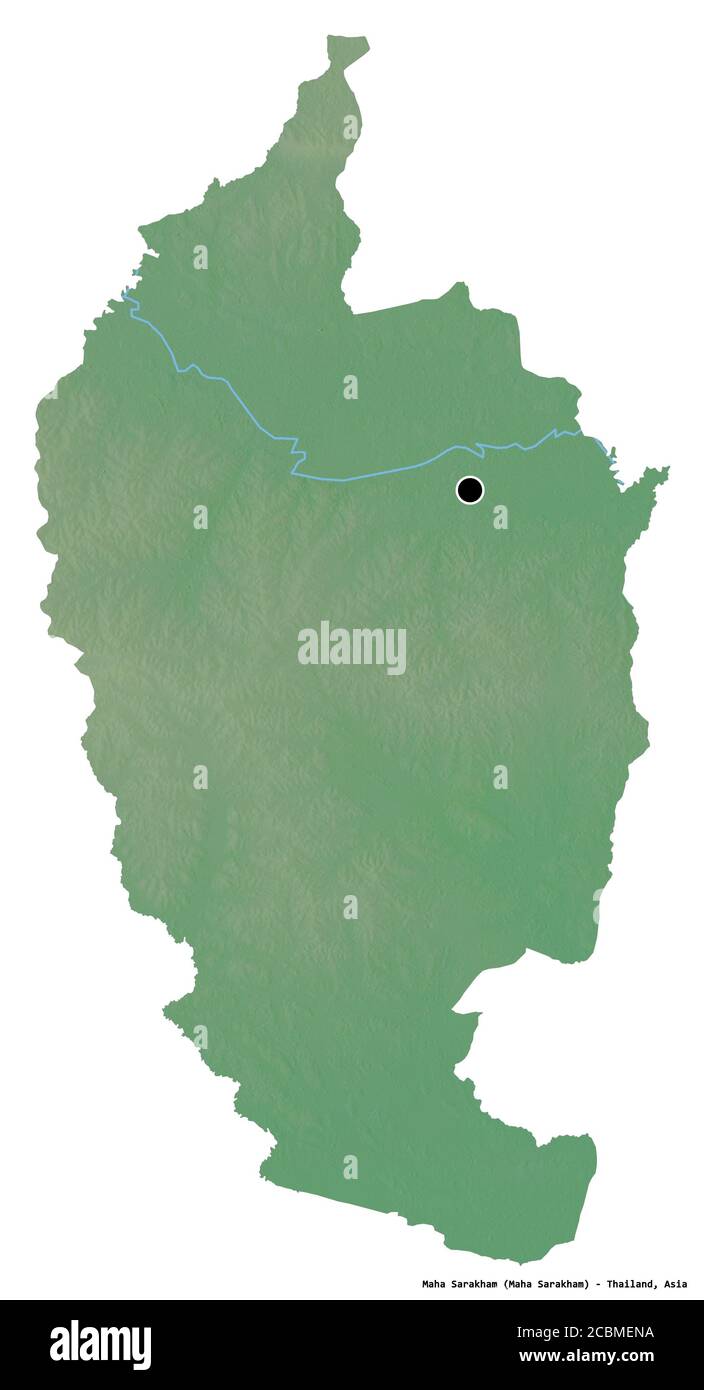 Shape of Maha Sarakham, province of Thailand, with its capital isolated ...