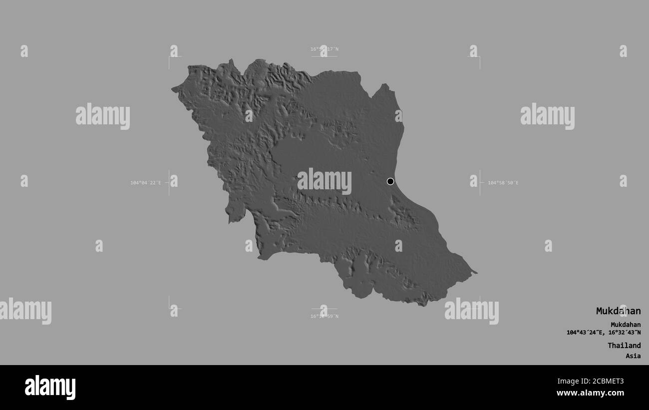 Area of Mukdahan, province of Thailand, isolated on a solid background ...