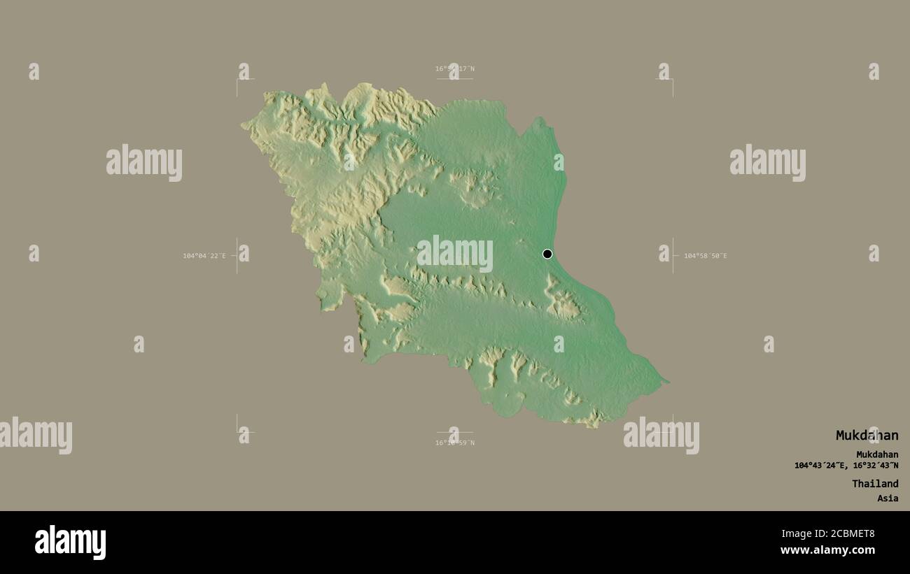 Area of Mukdahan, province of Thailand, isolated on a solid background ...