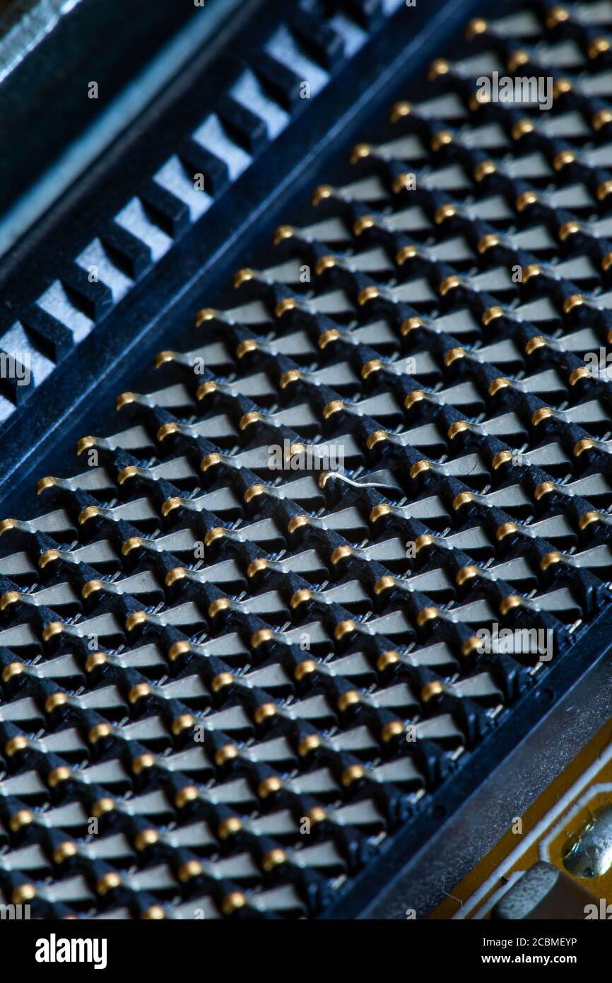 Macro shot of the computer motherboard socket Stock Photo - Alamy