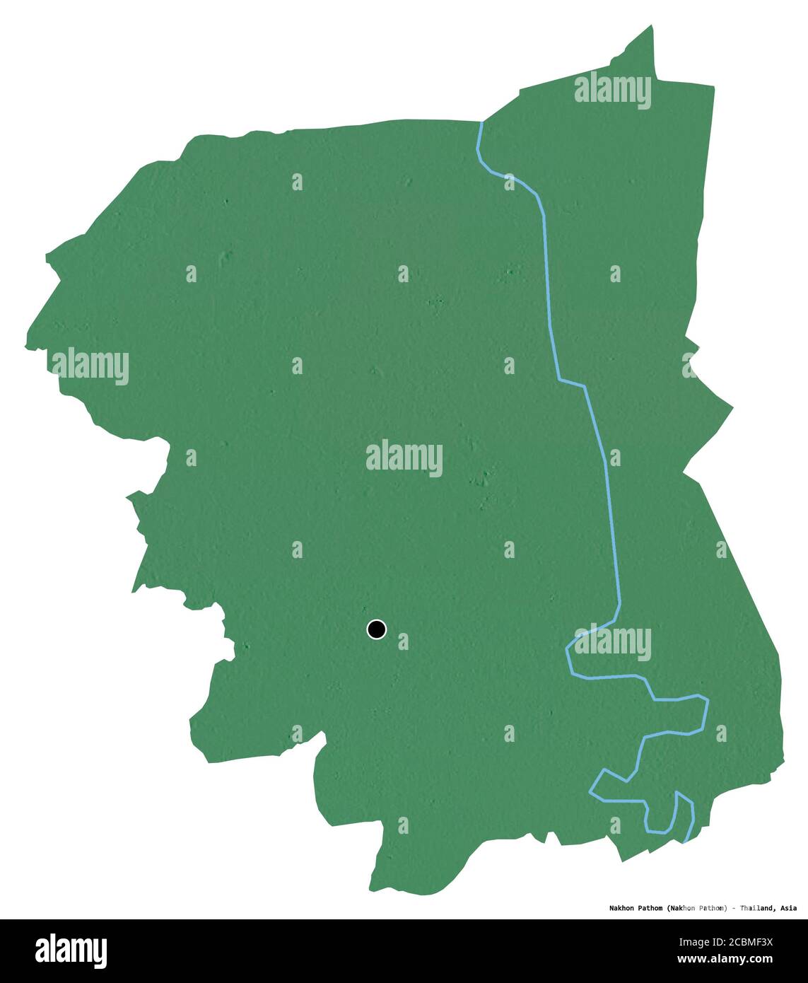 Shape of Nakhon Pathom, province of Thailand, with its capital isolated ...