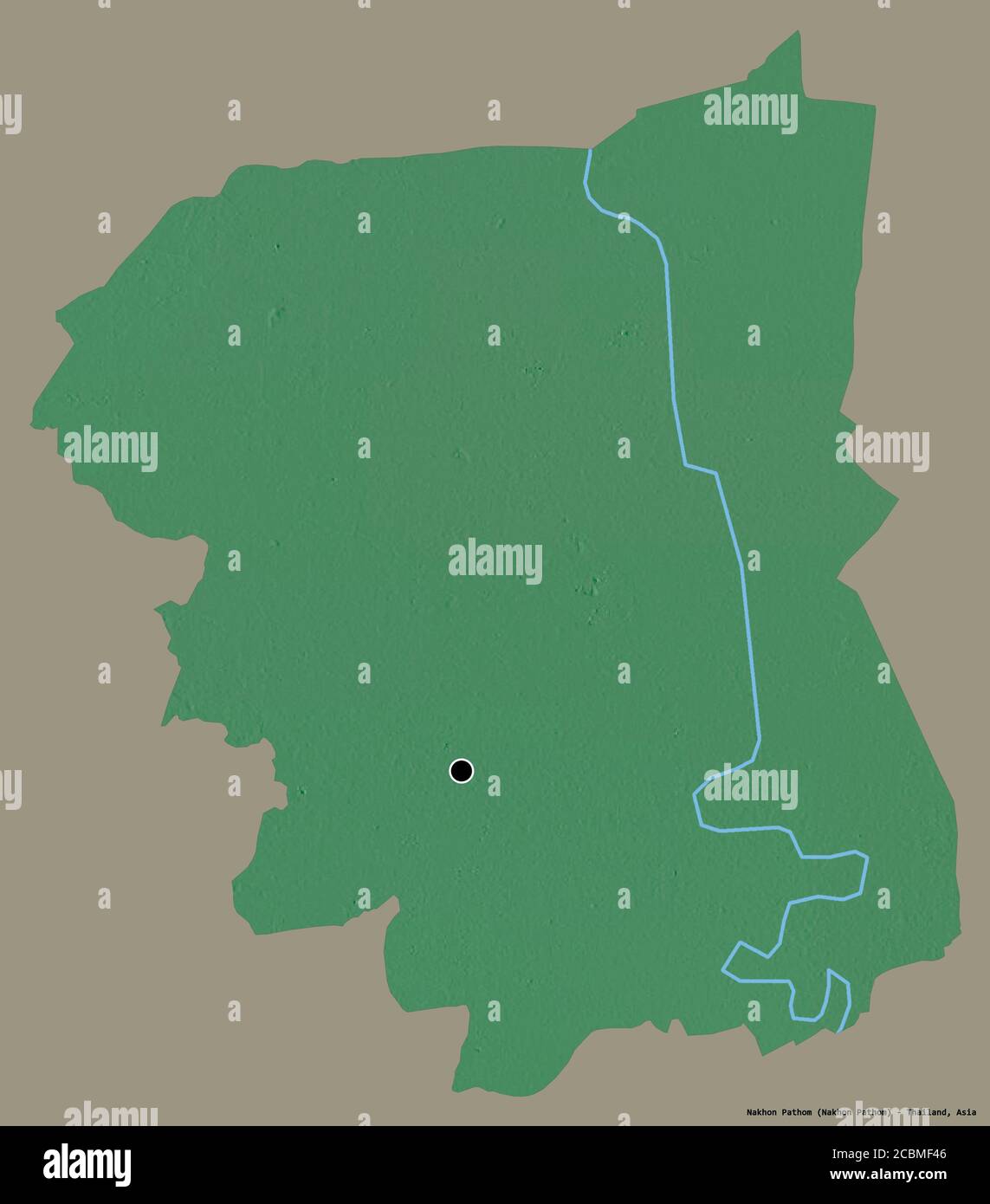Shape of Nakhon Pathom, province of Thailand, with its capital isolated ...