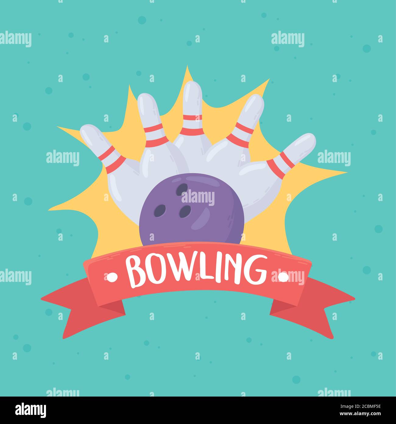 bowling pins and ball championship game recreational sport label flat ...
