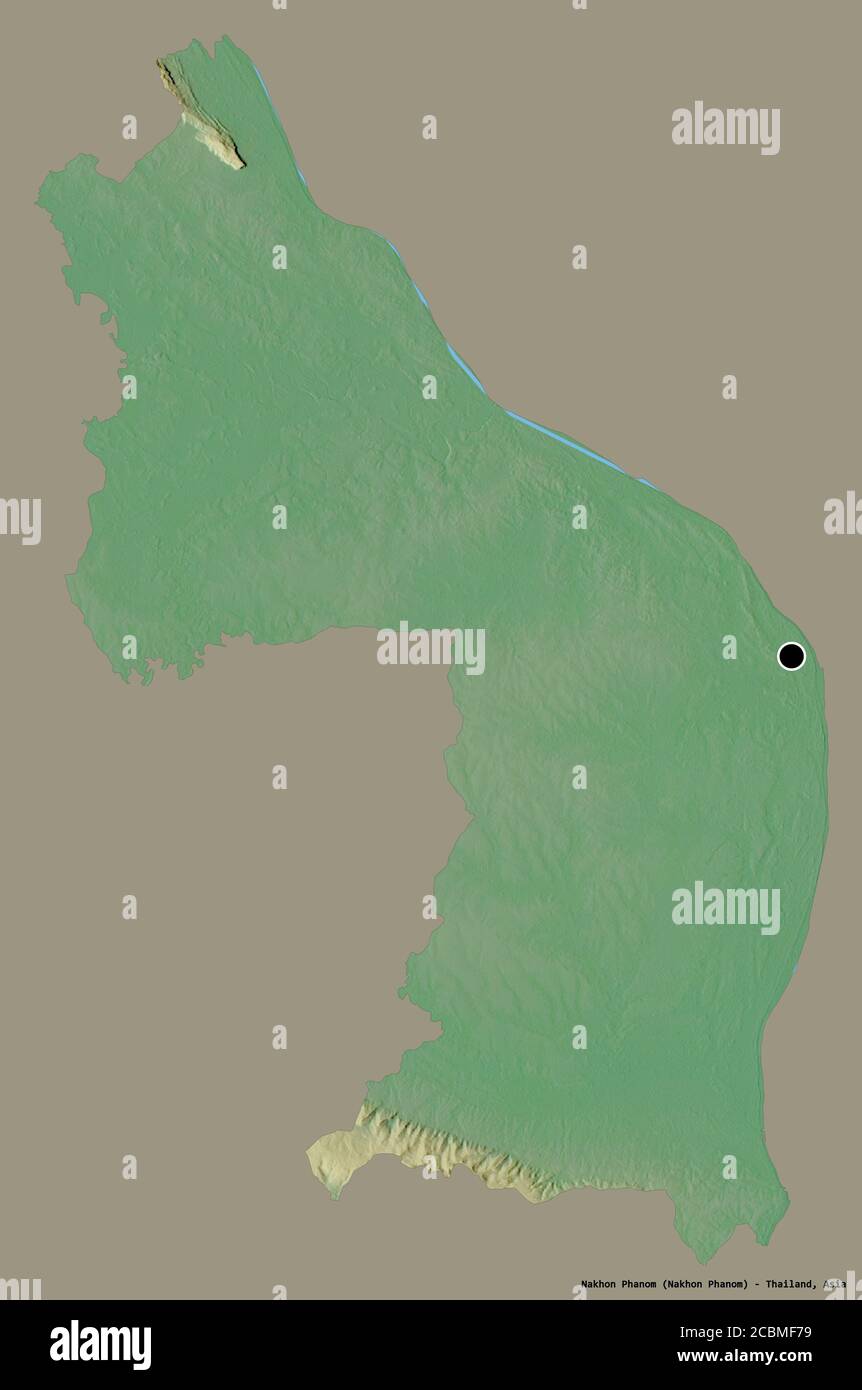 Shape of Nakhon Phanom, province of Thailand, with its capital isolated ...