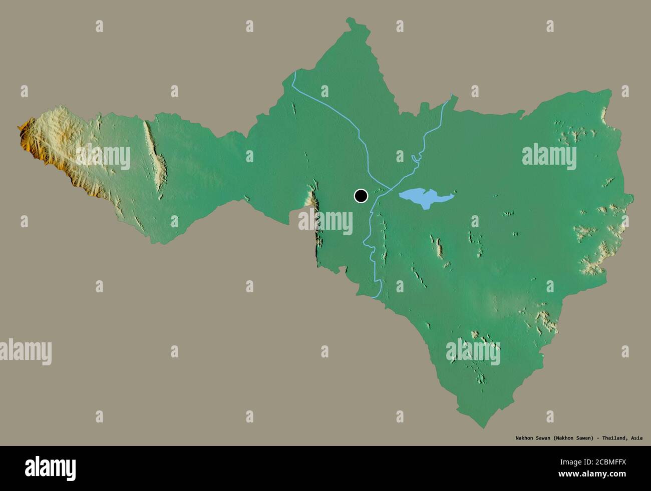 Shape of Nakhon Sawan, province of Thailand, with its capital isolated ...