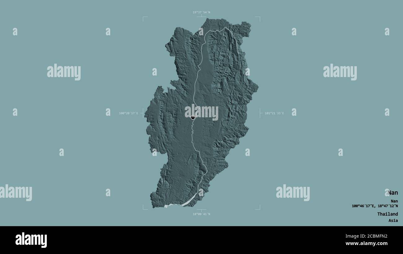 Area of Nan, province of Thailand, isolated on a solid background in a ...