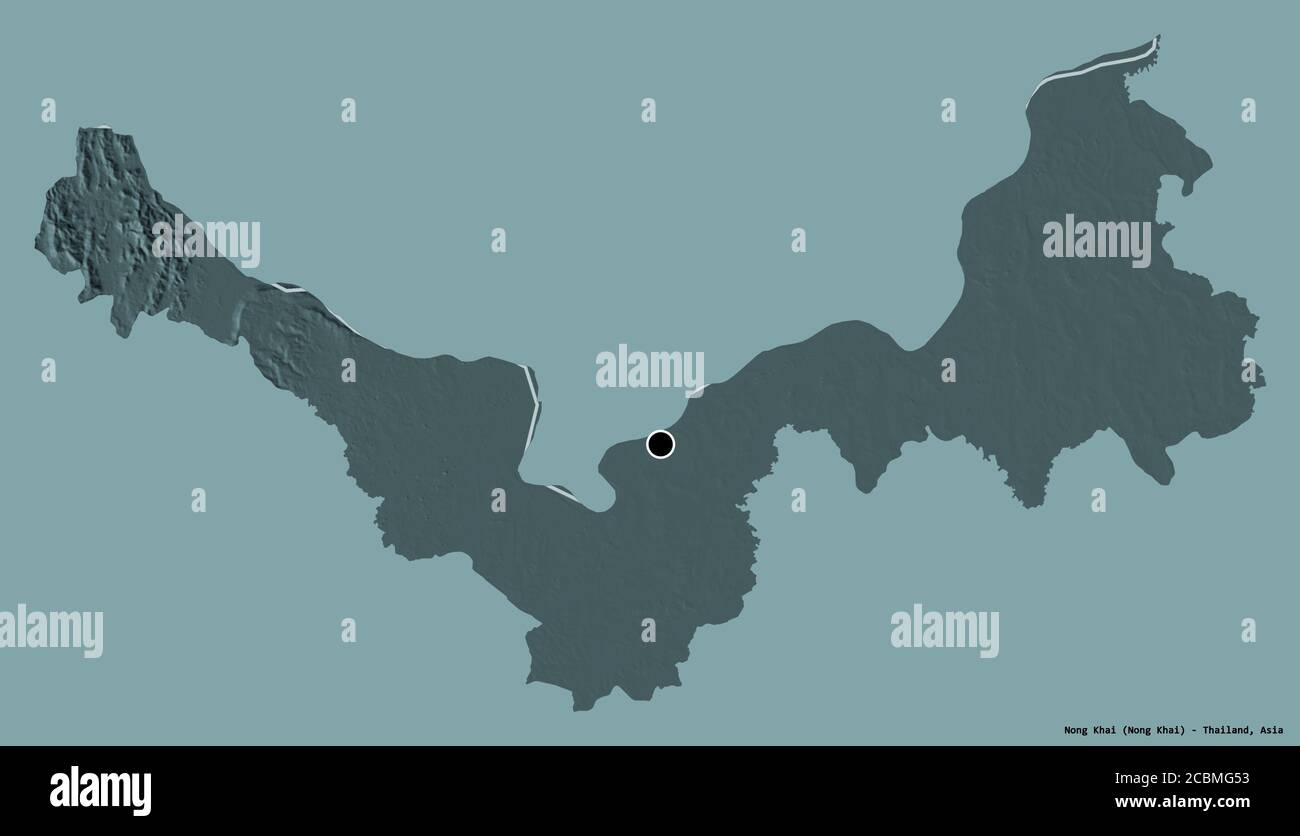 Shape of Nong Khai, province of Thailand, with its capital isolated on ...