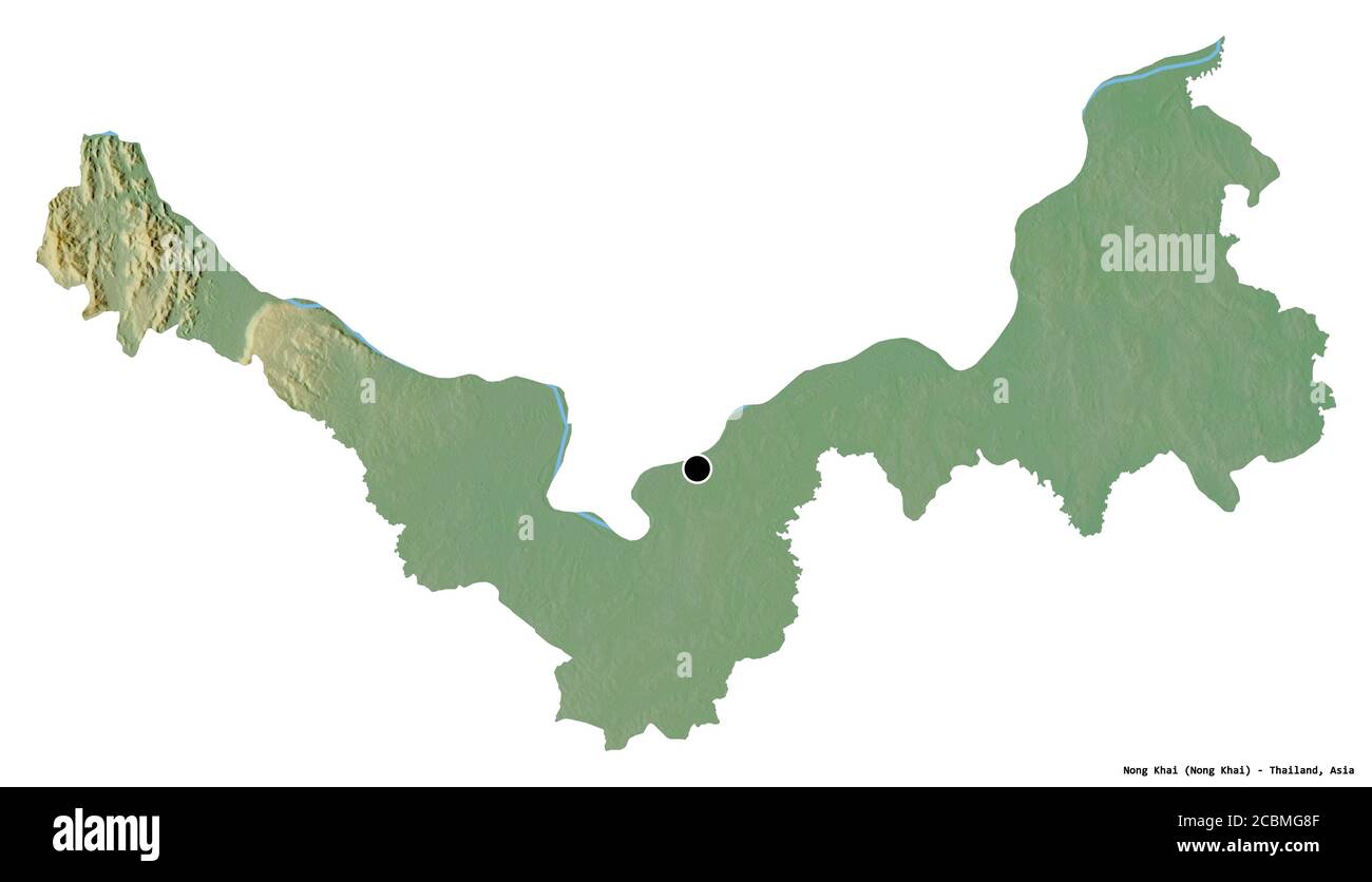 Shape of Nong Khai, province of Thailand, with its capital isolated on ...