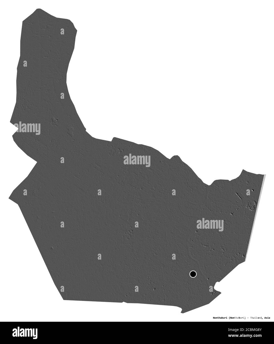 Shape of Nonthaburi, province of Thailand, with its capital isolated on ...