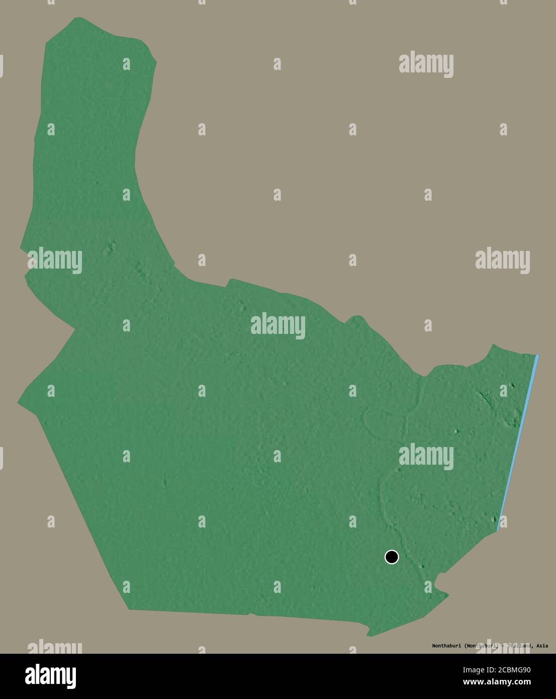 Shape of Nonthaburi, province of Thailand, with its capital isolated on ...