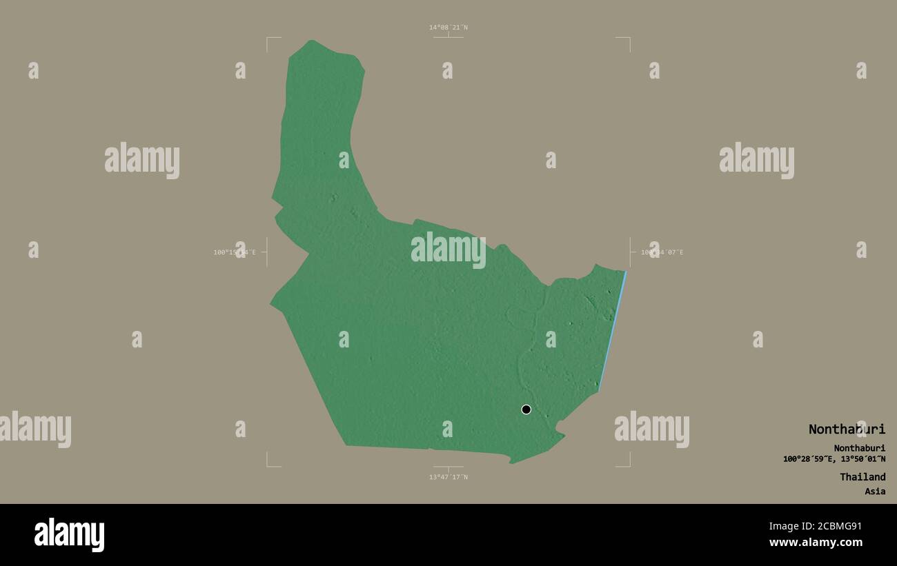 Area of Nonthaburi, province of Thailand, isolated on a solid ...