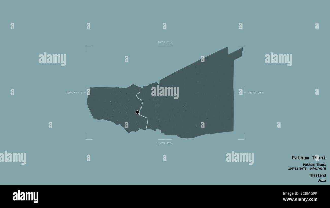 Area of Pathum Thani, province of Thailand, isolated on a solid ...
