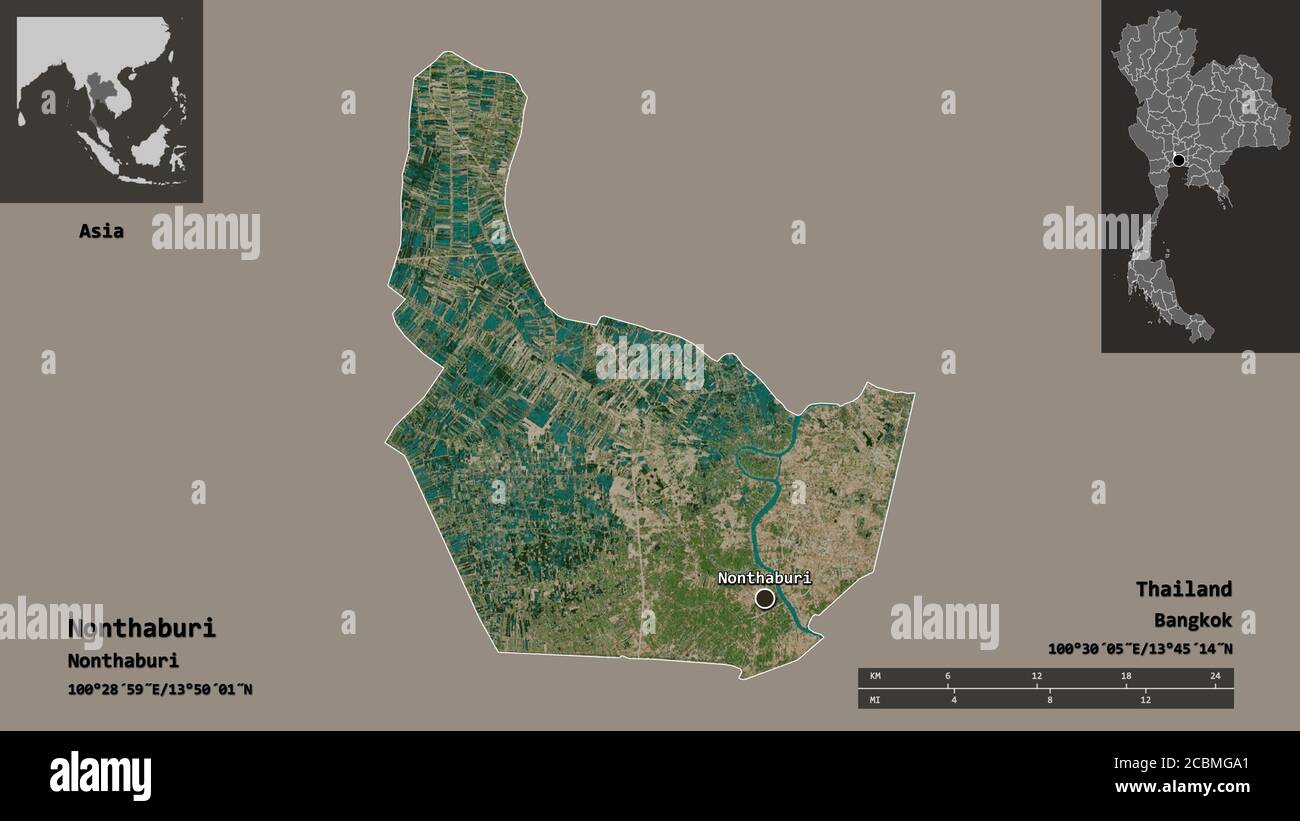 Shape of Nonthaburi, province of Thailand, and its capital. Distance ...