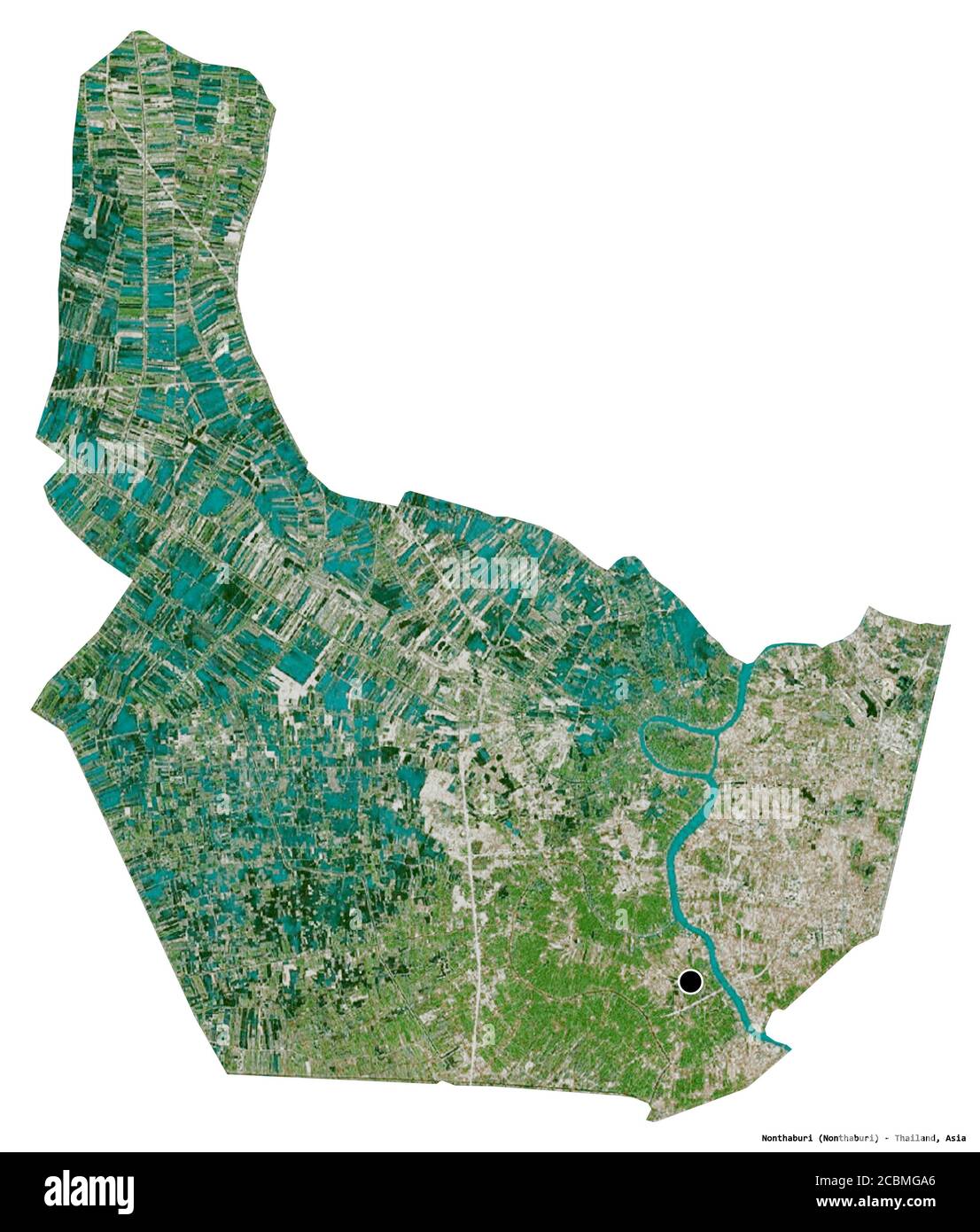 Shape of Nonthaburi, province of Thailand, with its capital isolated on ...