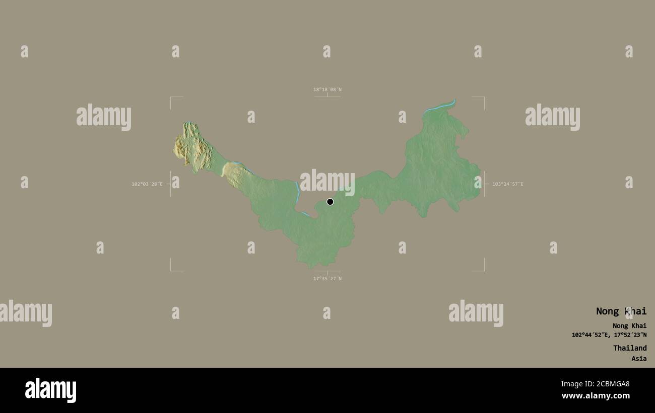 Area of Nong Khai, province of Thailand, isolated on a solid background ...