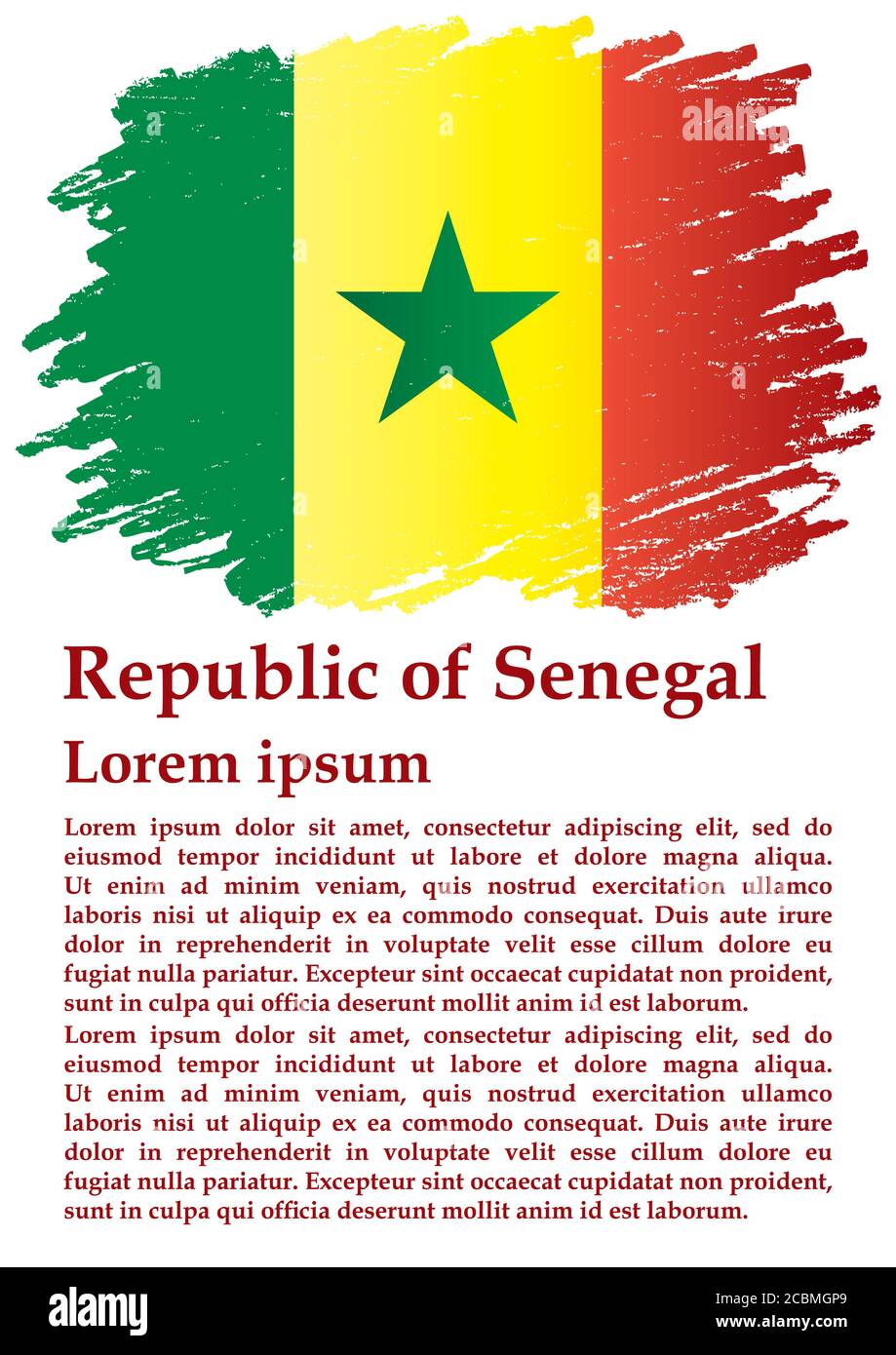 Flag of Senegal, Republic of Senegal. Template for award design, an ...