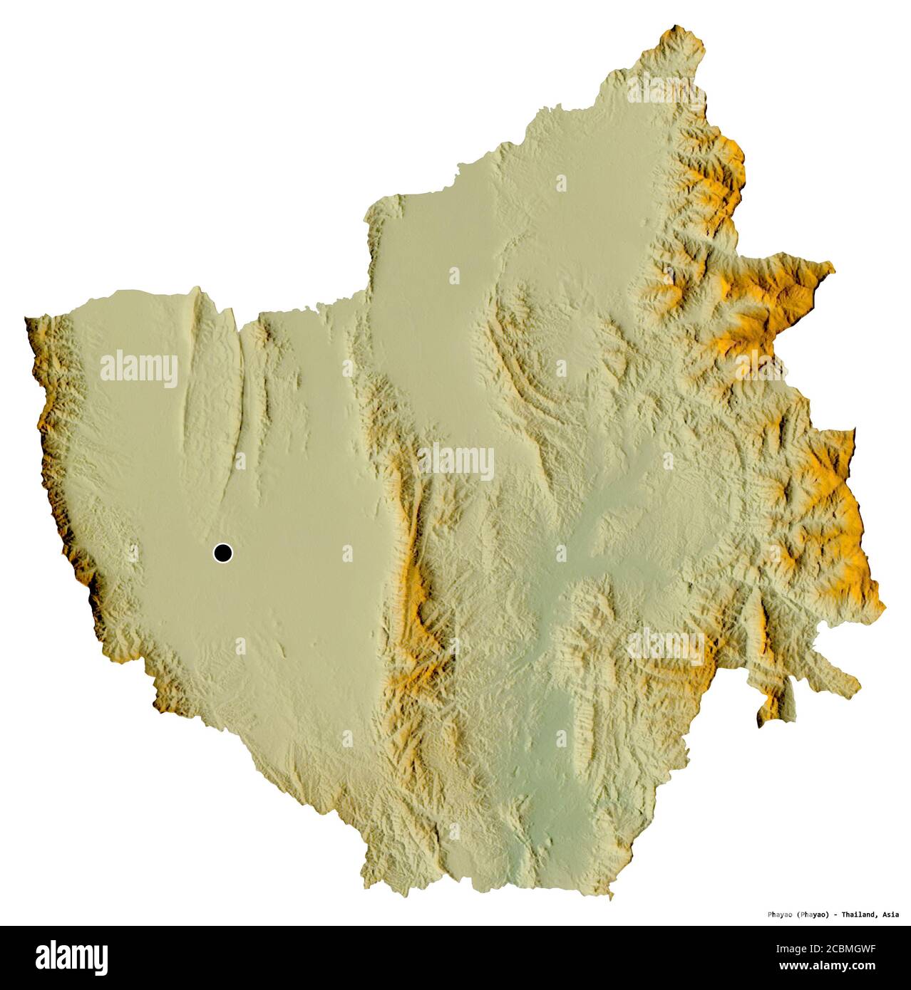 Shape of Phayao, province of Thailand, with its capital isolated on ...