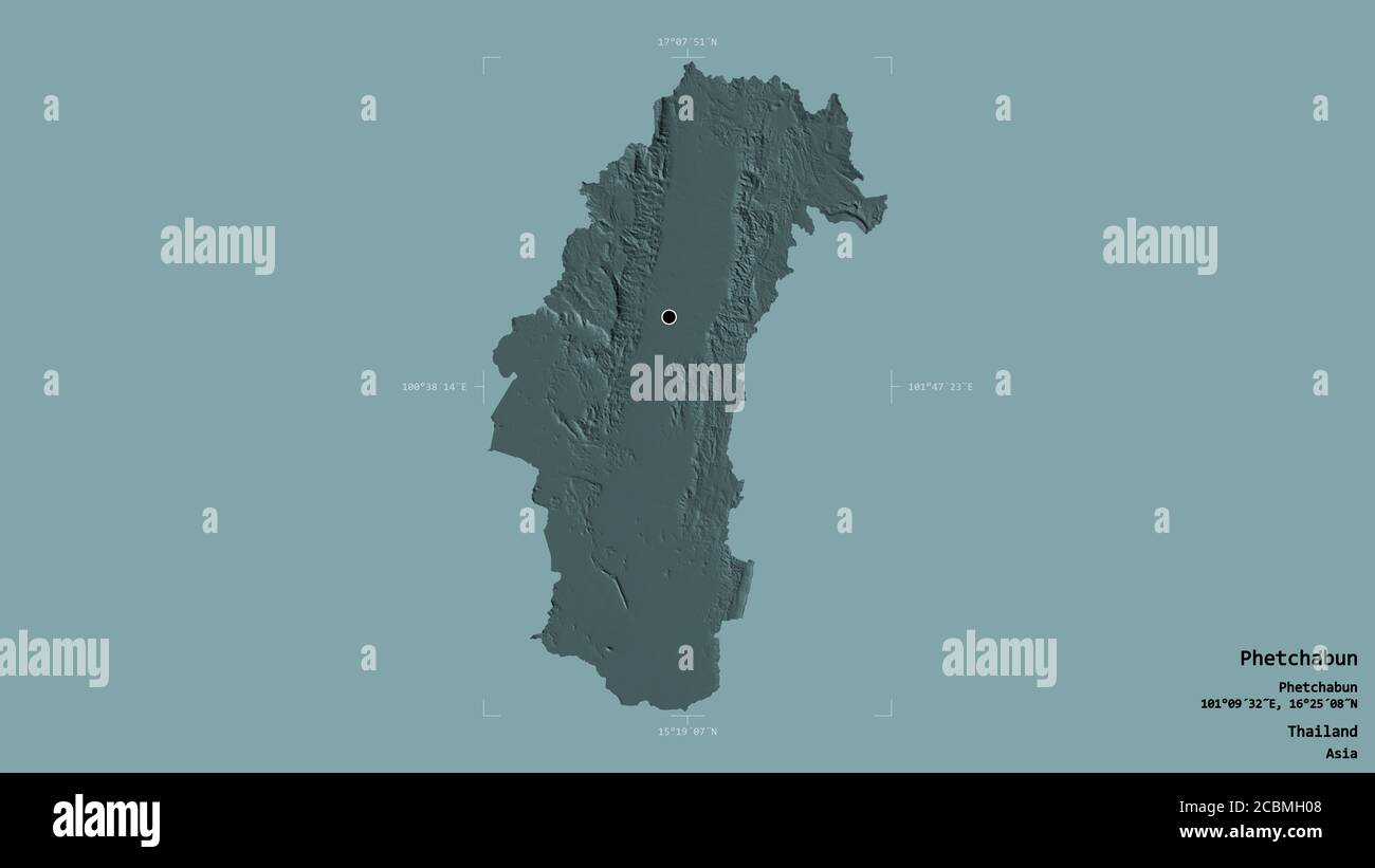 Area of Phetchabun, province of Thailand, isolated on a solid ...