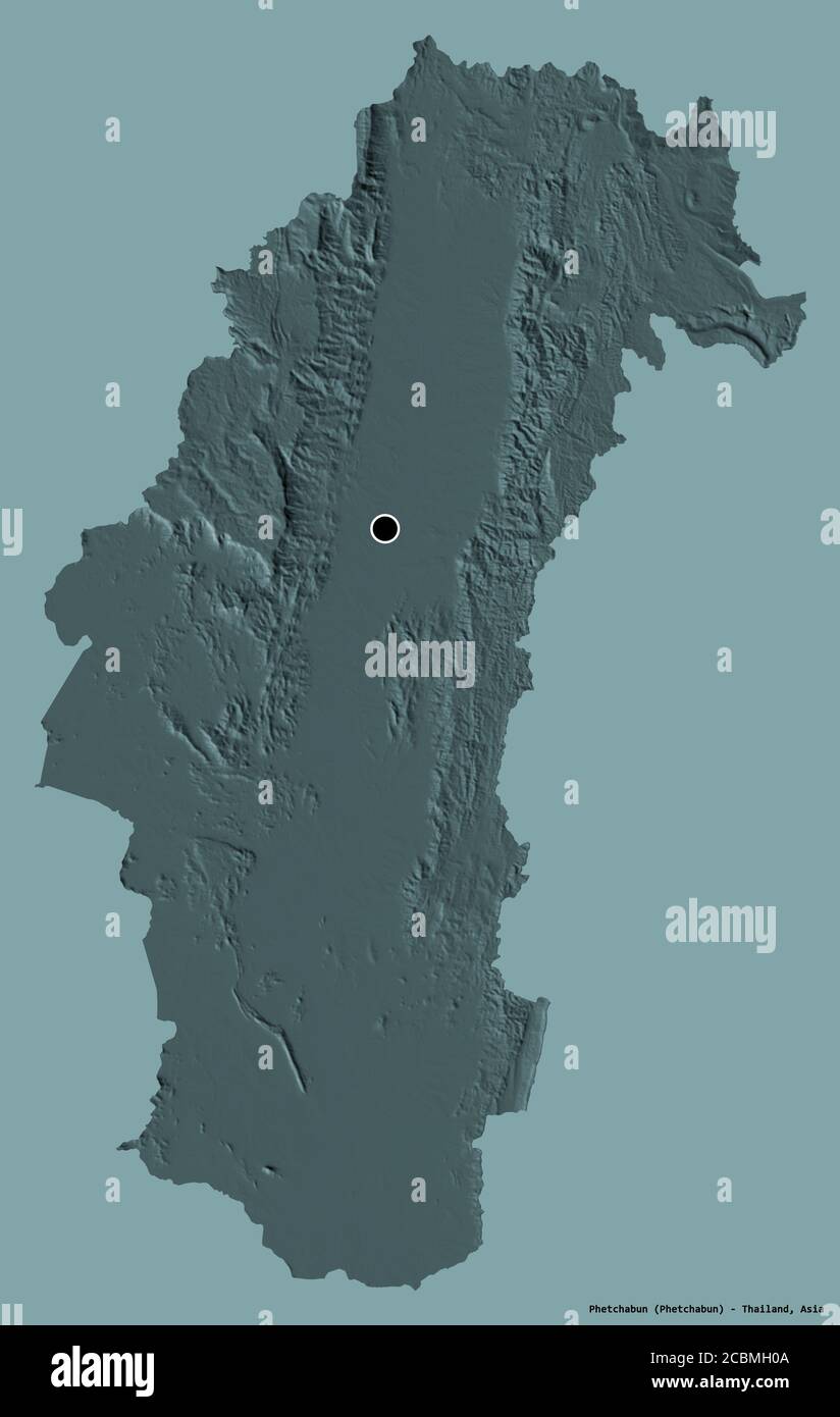 Shape of Phetchabun, province of Thailand, with its capital isolated on ...