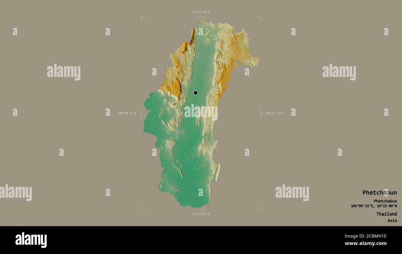 Area of Phetchabun, province of Thailand, isolated on a solid ...
