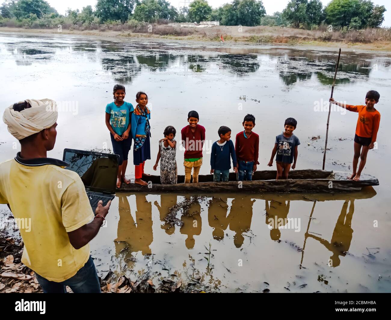 DISTRICT KATNI, INDIA - JANUARY 01, 2020: Indian village fisher man ...