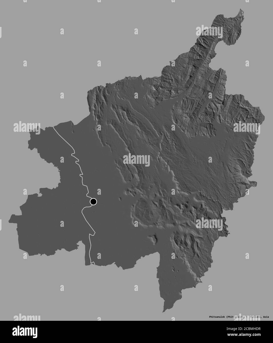 Shape of Phitsanulok, province of Thailand, with its capital isolated ...