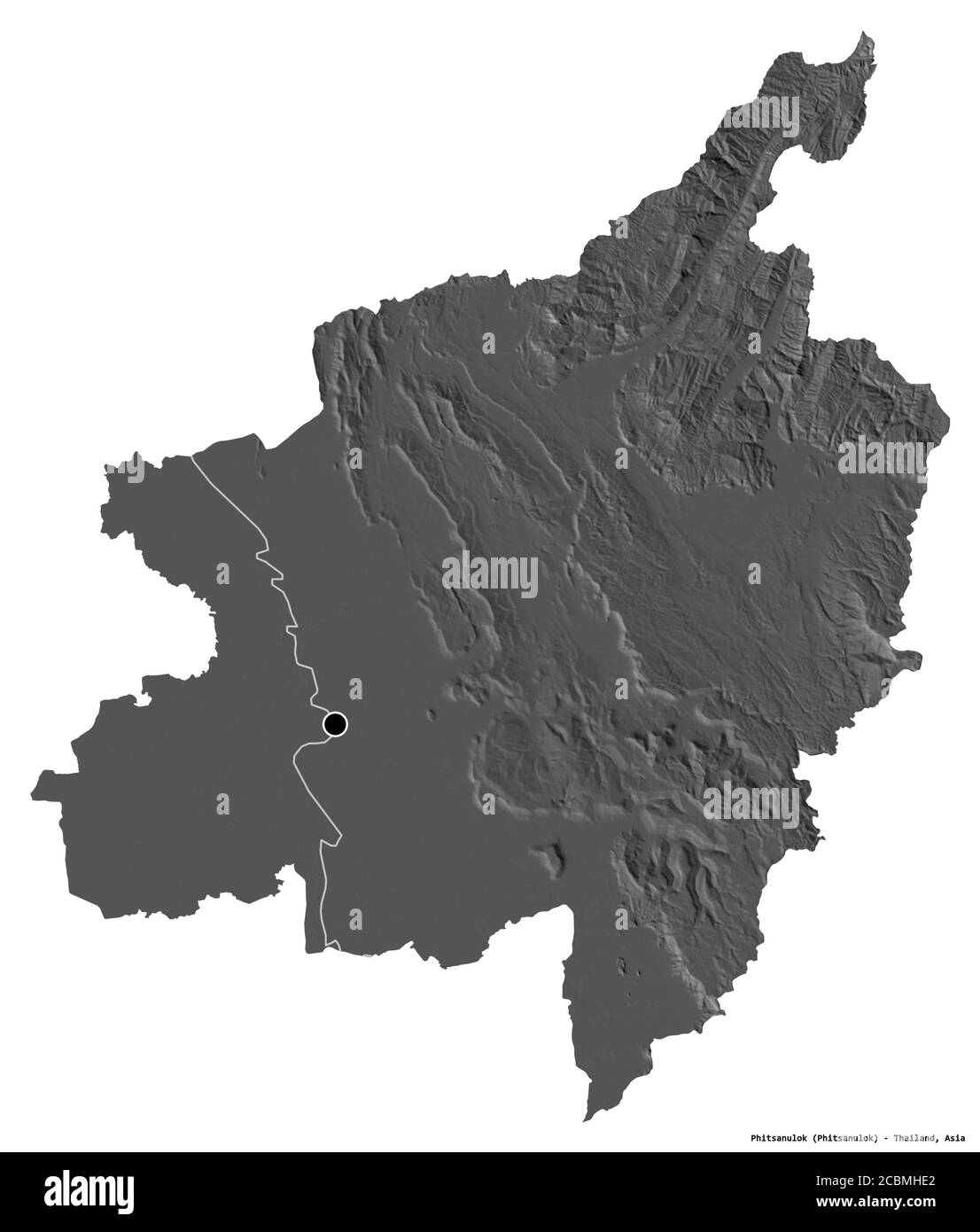 Shape of Phitsanulok, province of Thailand, with its capital isolated ...