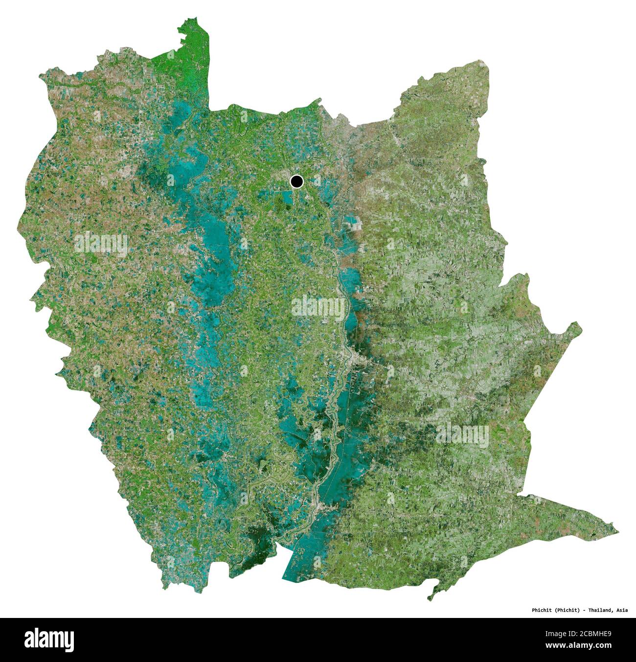 Shape of Phichit, province of Thailand, with its capital isolated on ...