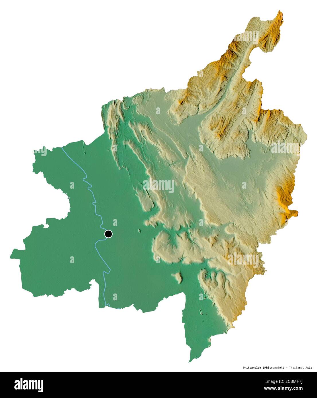 Shape of Phitsanulok, province of Thailand, with its capital isolated ...