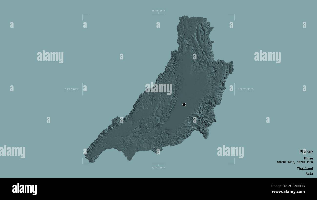 Area of Phrae, province of Thailand, isolated on a solid background in ...